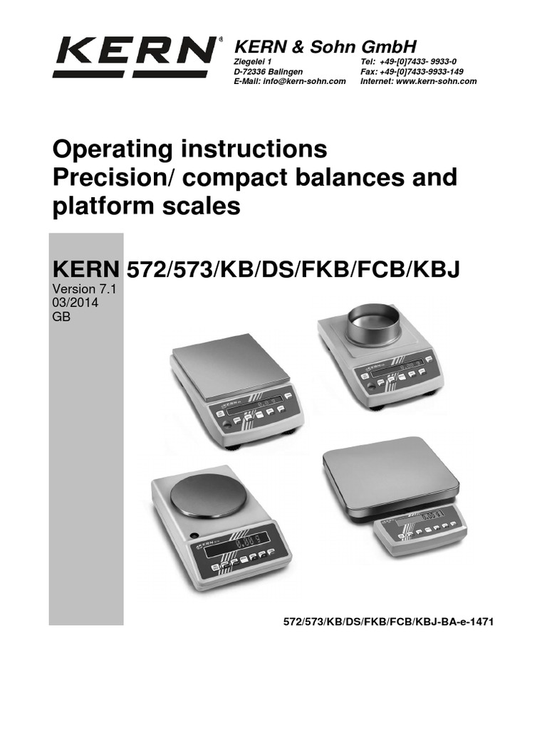 Kern Balances Platform-Industrial DS Series Manual | PDF | Humidity ...