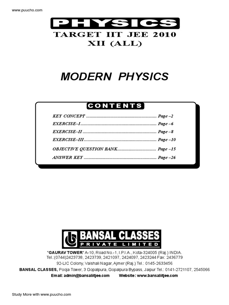 Bansal Modern Physics | PDF | Photoelectric Effect | Electron