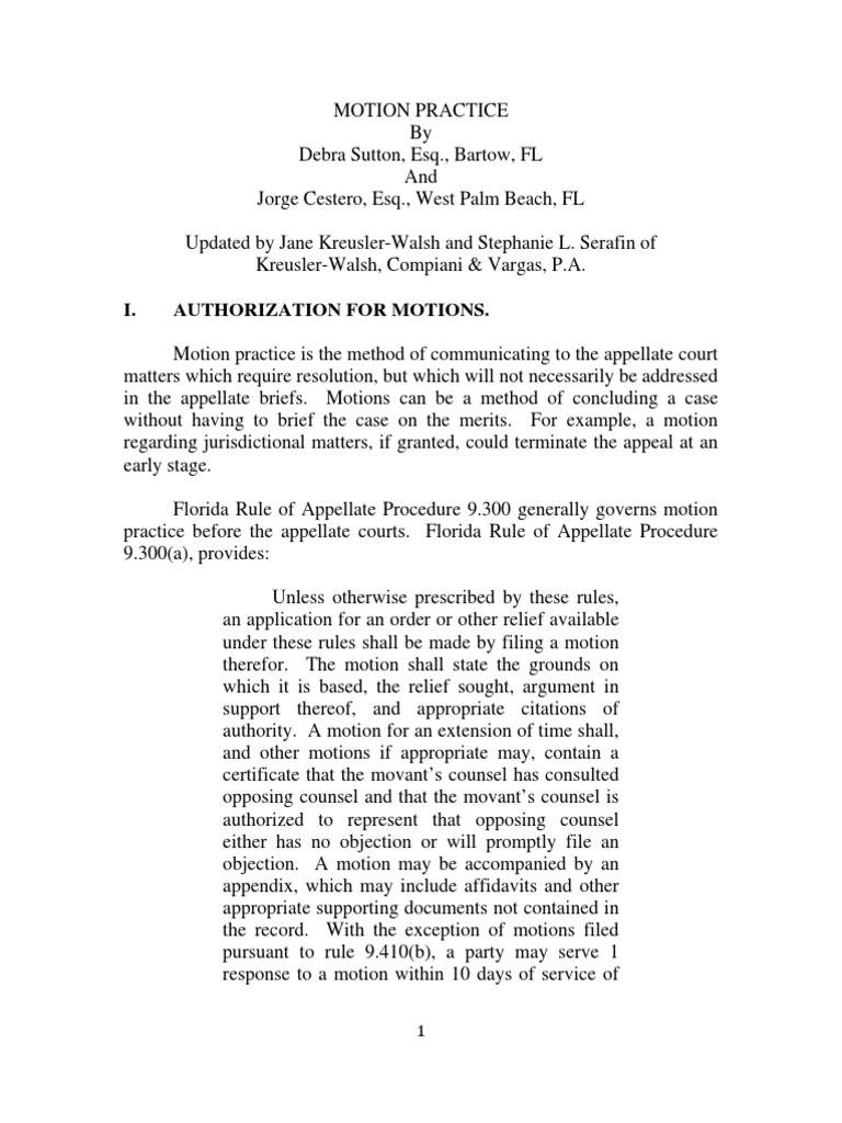 Motion Practice | PDF | Brief (Law) | Appeal