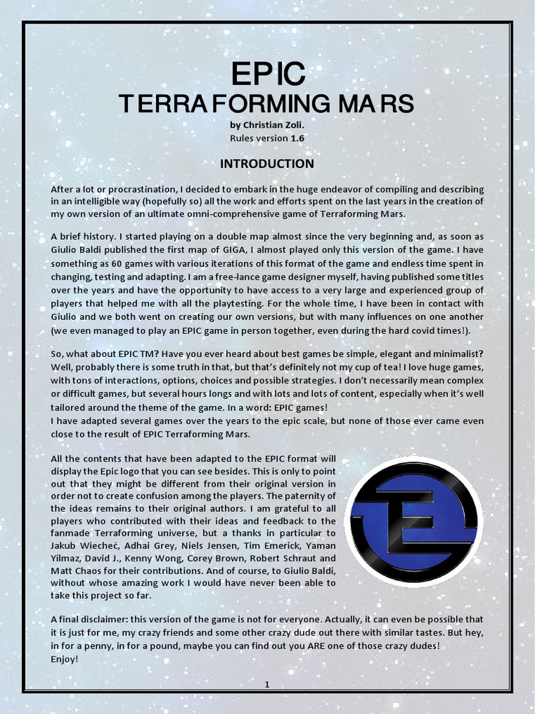 EPIC TM - Rules 1.6 | Download Free PDF | Venus | Planets