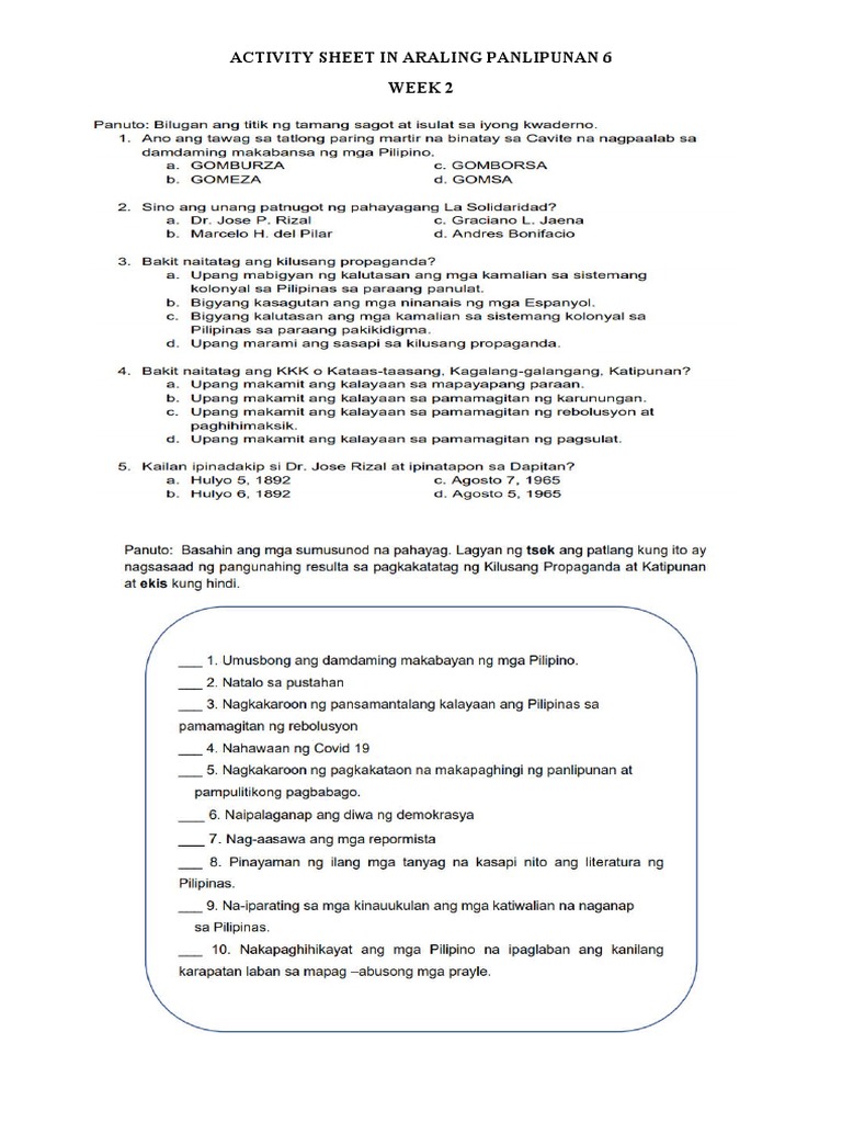 Activity Sheet in Araling Panlipunan 6 Week 2 | PDF | Computers