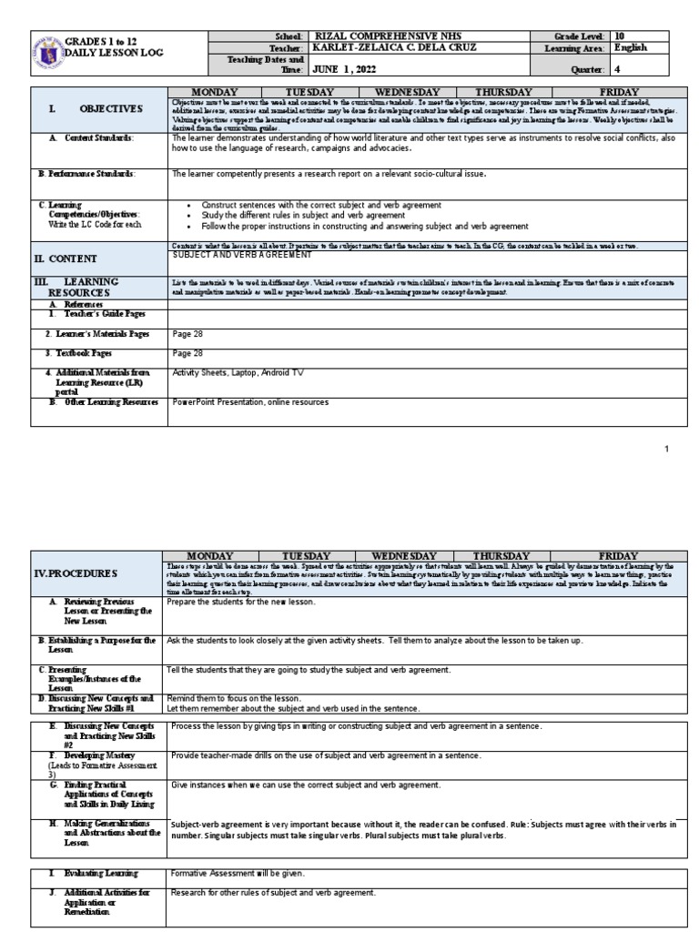 Cot English 10 | PDF | Learning | Teachers