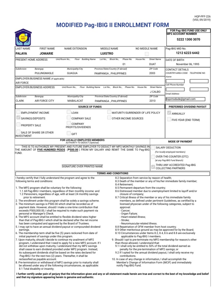 Modified Pag-Ibig Ii Enrollment Form | Download Free PDF | Economies ...