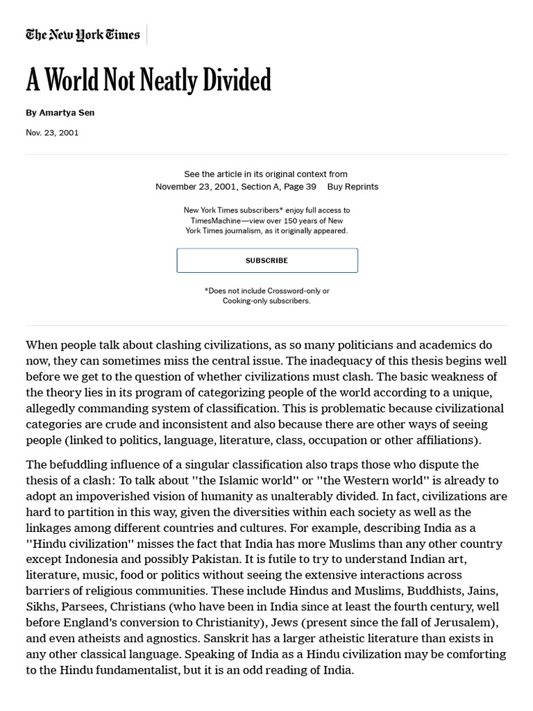 Opinion - A World Not Neatly Divided - The New York Times | PDF ...