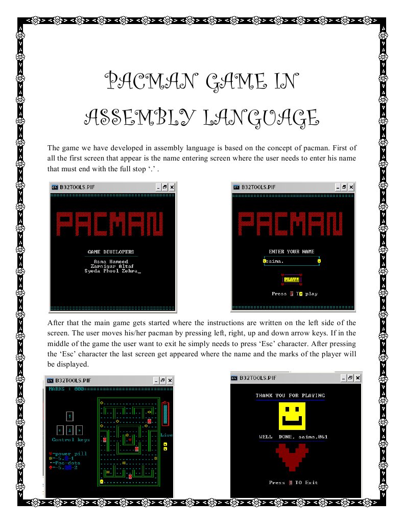Pacman Game in Assembly Language | PDF | Computer Architecture ...
