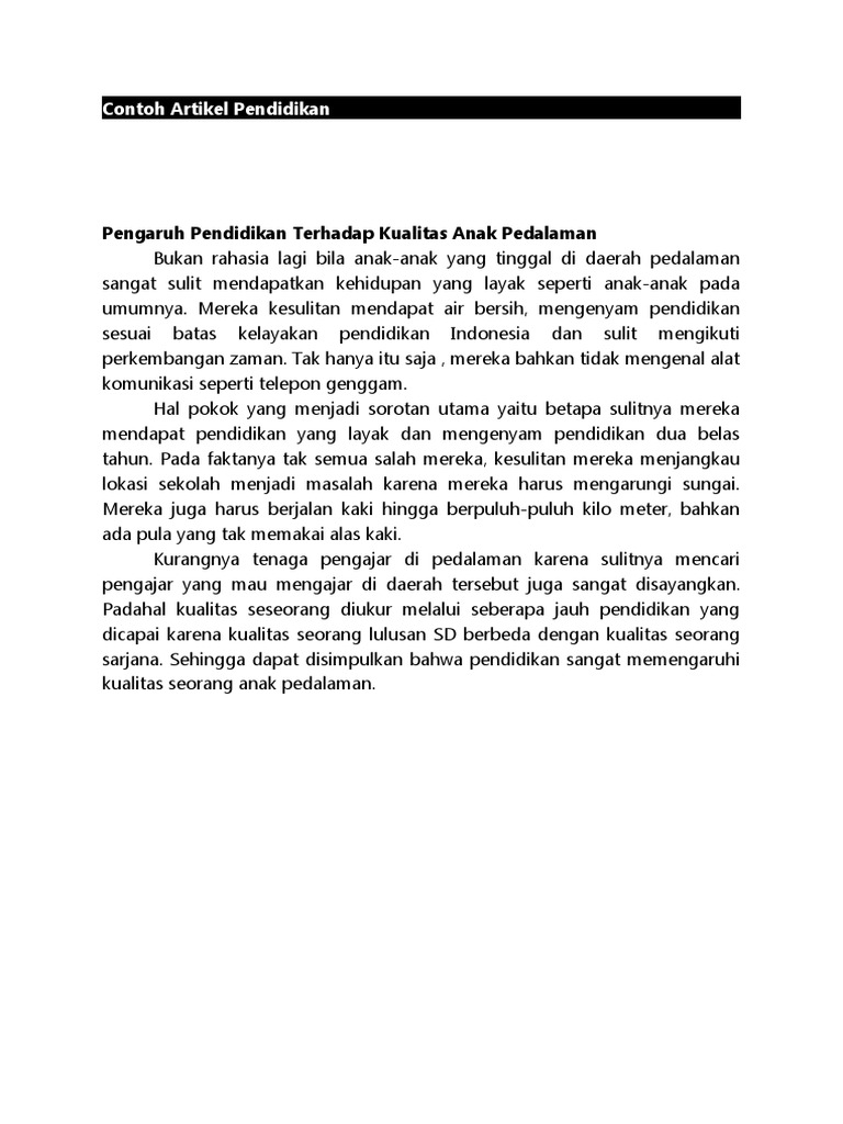 Contoh Artikel Pendidikan | PDF | Kesehatan Holistik