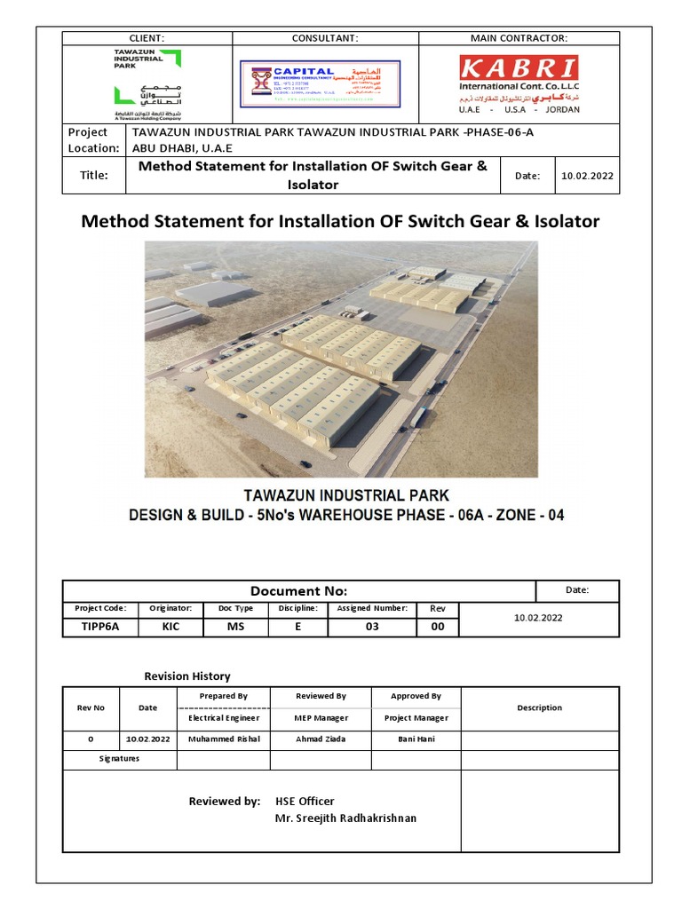 Method Statement For Installation of SMDB, DB & Isolator | PDF | Switch ...