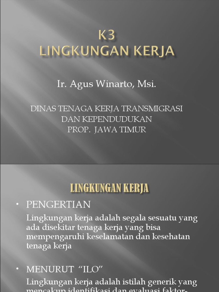 k3 Lingkungan Kerja - Edited | PDF | Teknologi & Rekayasa