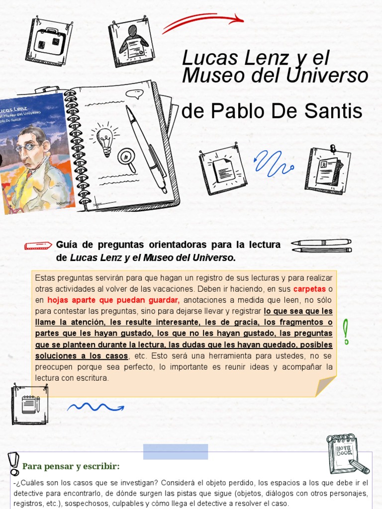 Guia de Preguntas Orientadoras Lucas Lenz y El Museo Del Universo de Pablo de Santis | PDF