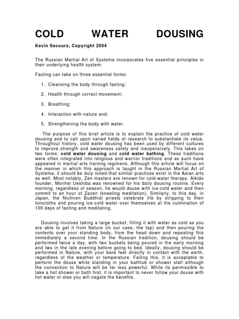 Kevin Secours - Cold Water Dousing | PDF | Scuba Diving | Blood