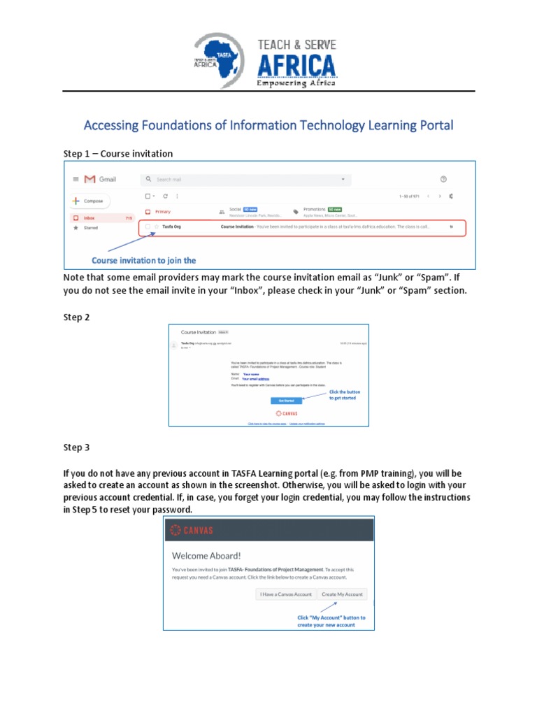 TASFA Learning Portal Access Instruction IT101 v1 | PDF | Career ...