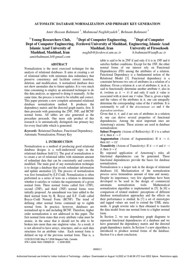 Automatic Database Normalization and Primary Key Generation | PDF ... Automatic Database Normalization and Primary Key Generation | PDF ...