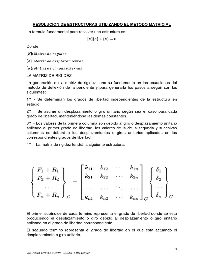 Metodo Matricial | PDF | Matriz (Matemáticas) | Rigidez