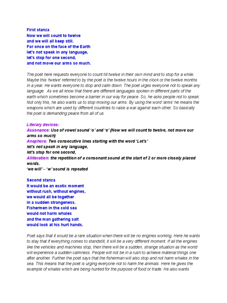 Keeping Quiet: Stanza-wise Analysis | PDF