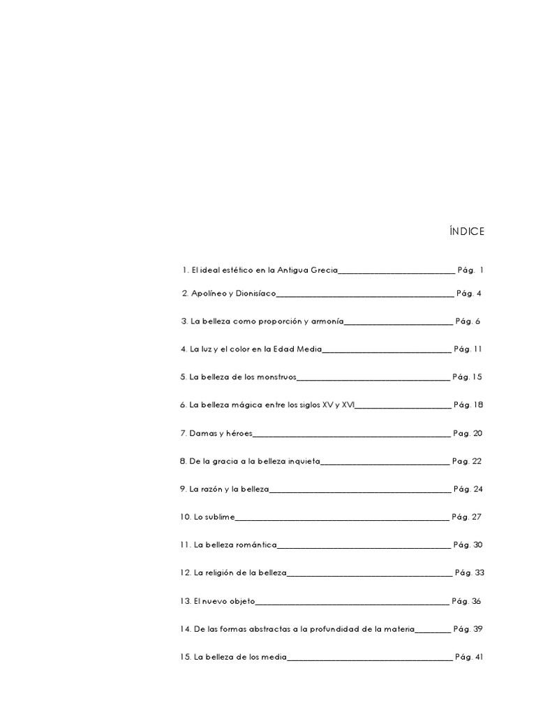 Índice Historia De La Belleza Pdf