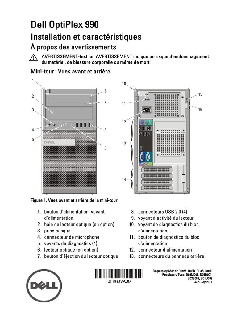 Optiplex-990 Setup Guide FR-FR | PDF | USB | Intel