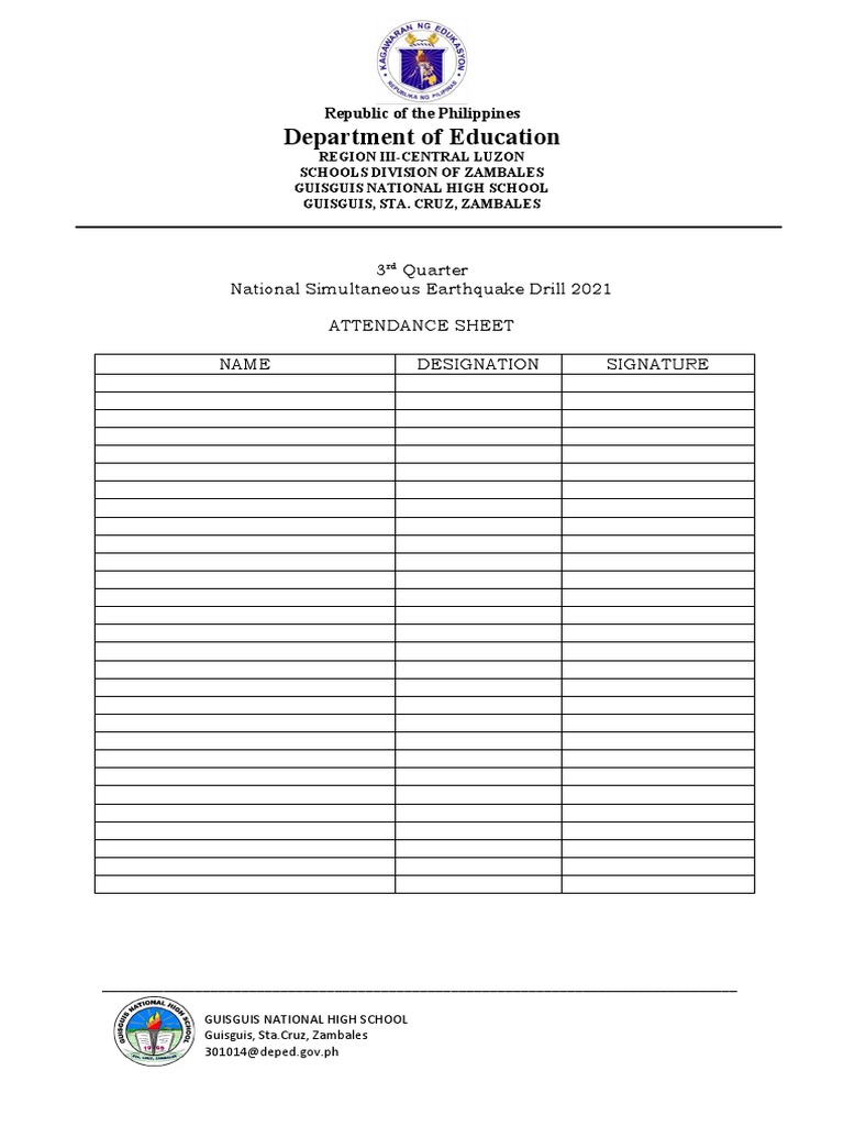 Attendance Nsed 2021 | PDF