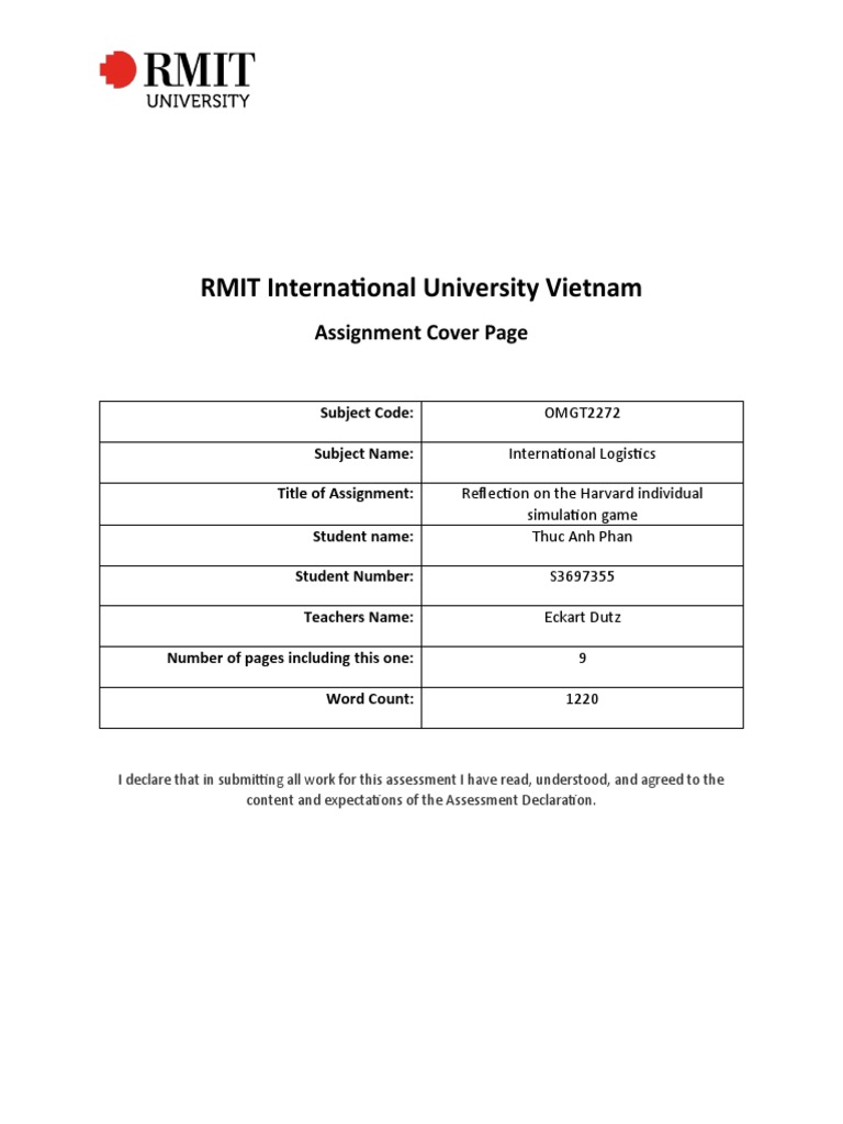 Reflection On The Harvard Individual Simulation Game - s3697355 | PDF ...