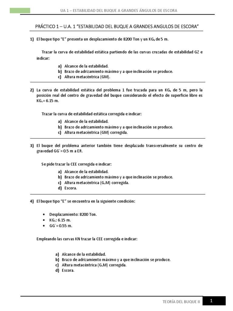Estabilidad del Buque y Ángulo de Escora | PDF | Industria pesada ...