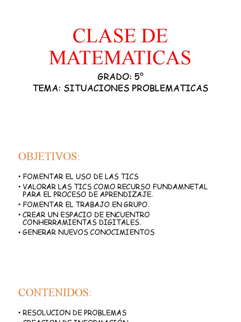 Clase de Matematicas Recursos | PDF