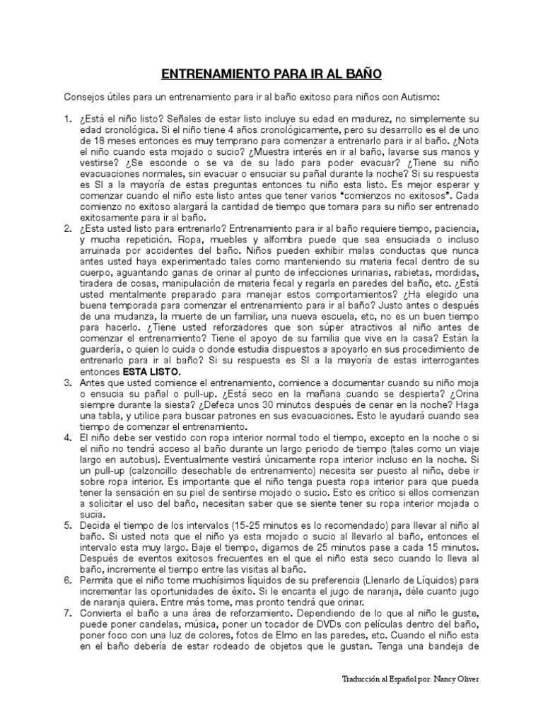 Entrenamiento para ir al baño vcompartir | PDF | Baño | Heces