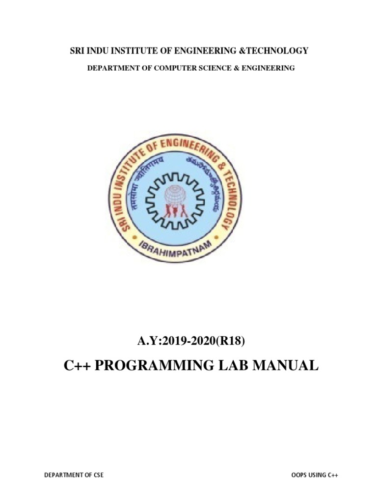 C++ Programming Lab Manual: Sri Indu Institute of Engineering &technology | PDF | C++ | Pointer ...