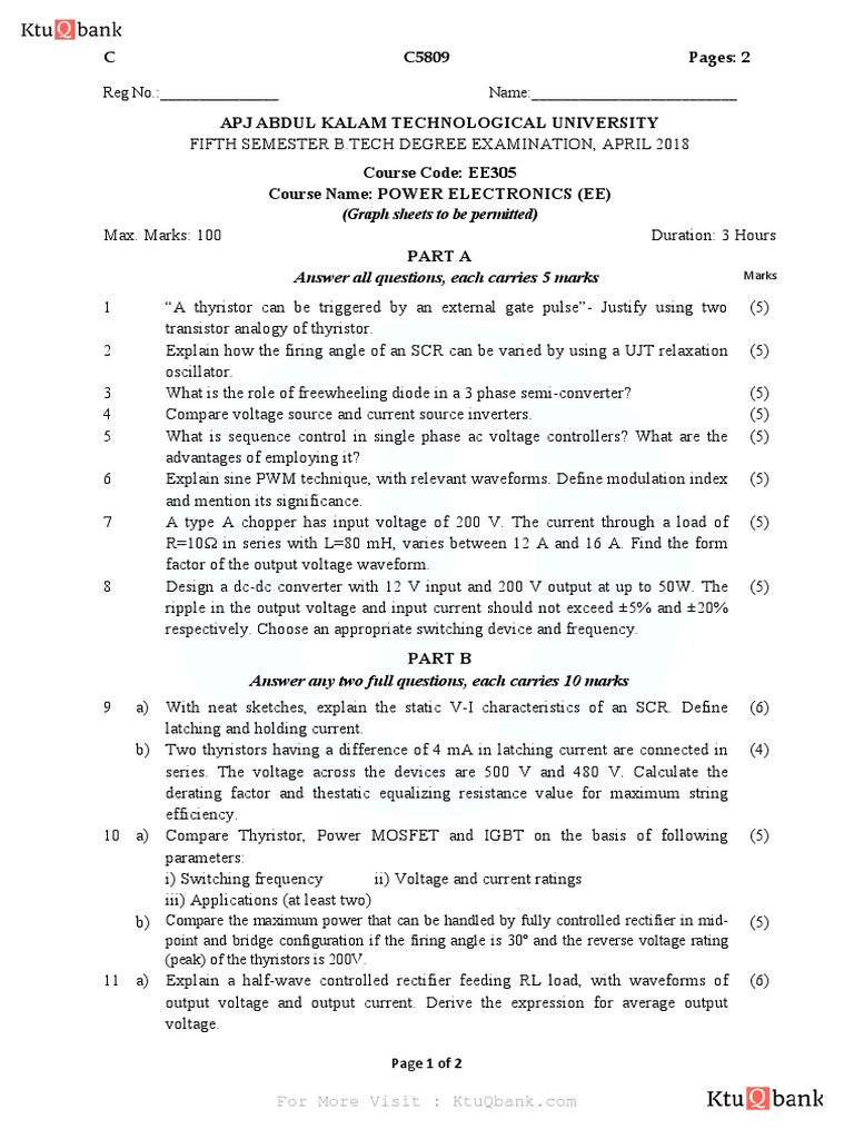 Answer All Questions, Each Carries 5 Marks: (Graph Sheets To Be Permitted) | PDF | Power ...