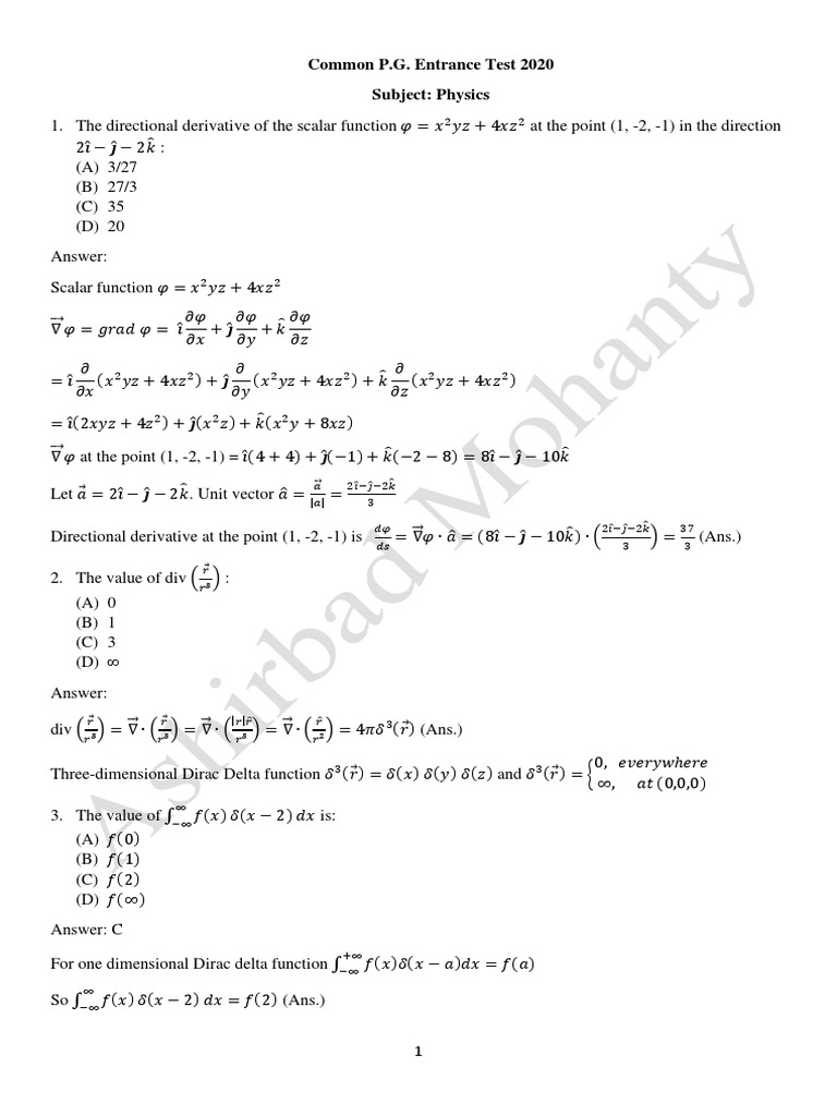 Common P.G. Entrance Test 2020 Subject: Physics | PDF | Logic Gate ...