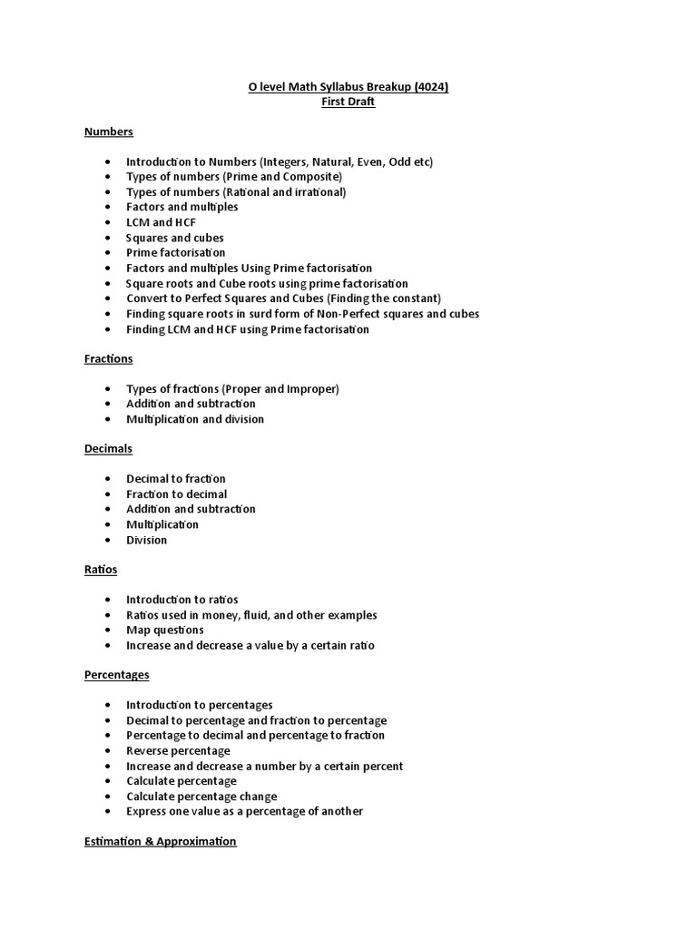 O Level Math Syllabus 2024 Breakdown | PDF | Triangle | Matrix ...