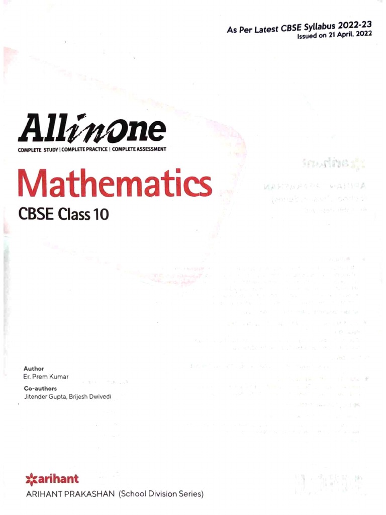 Mathematics All in One Cbse Class 10 2023 WWW - Examsakha.in | PDF