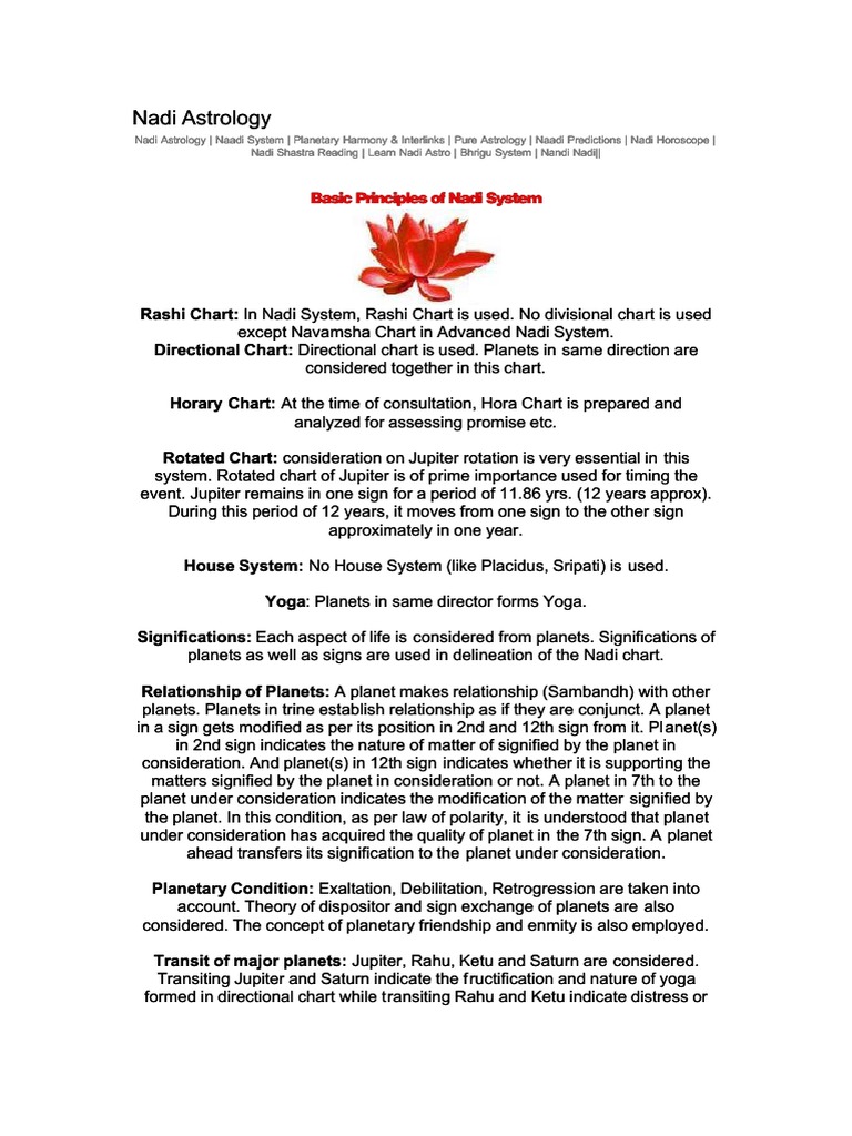 Nadi Astrology Nadi Astrology: Basic Principles of Nadi System | PDF