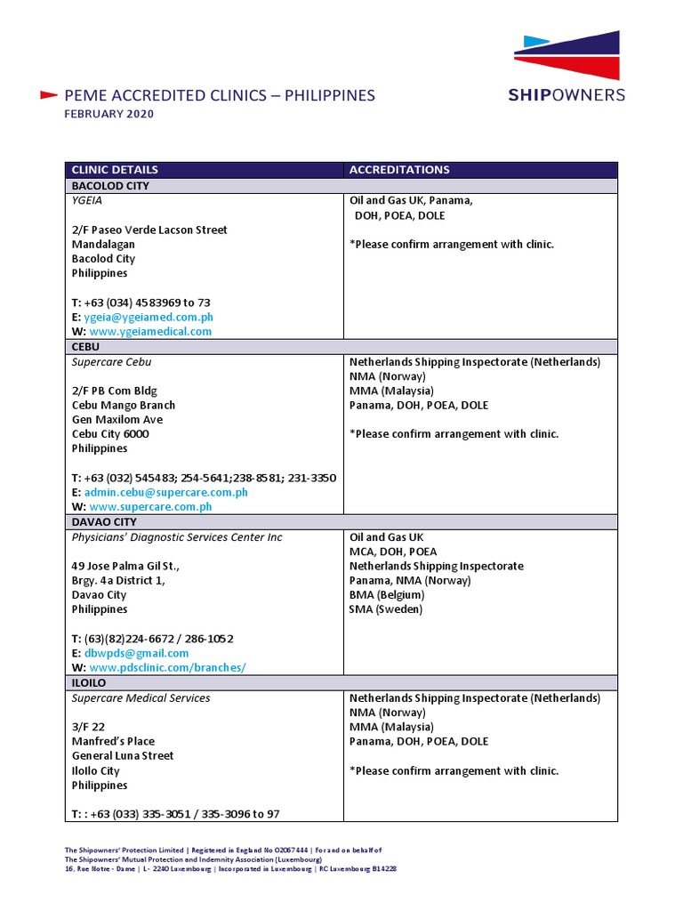 Peme Accredited Clinics - Philippines: Clinic Details Accreditations ...