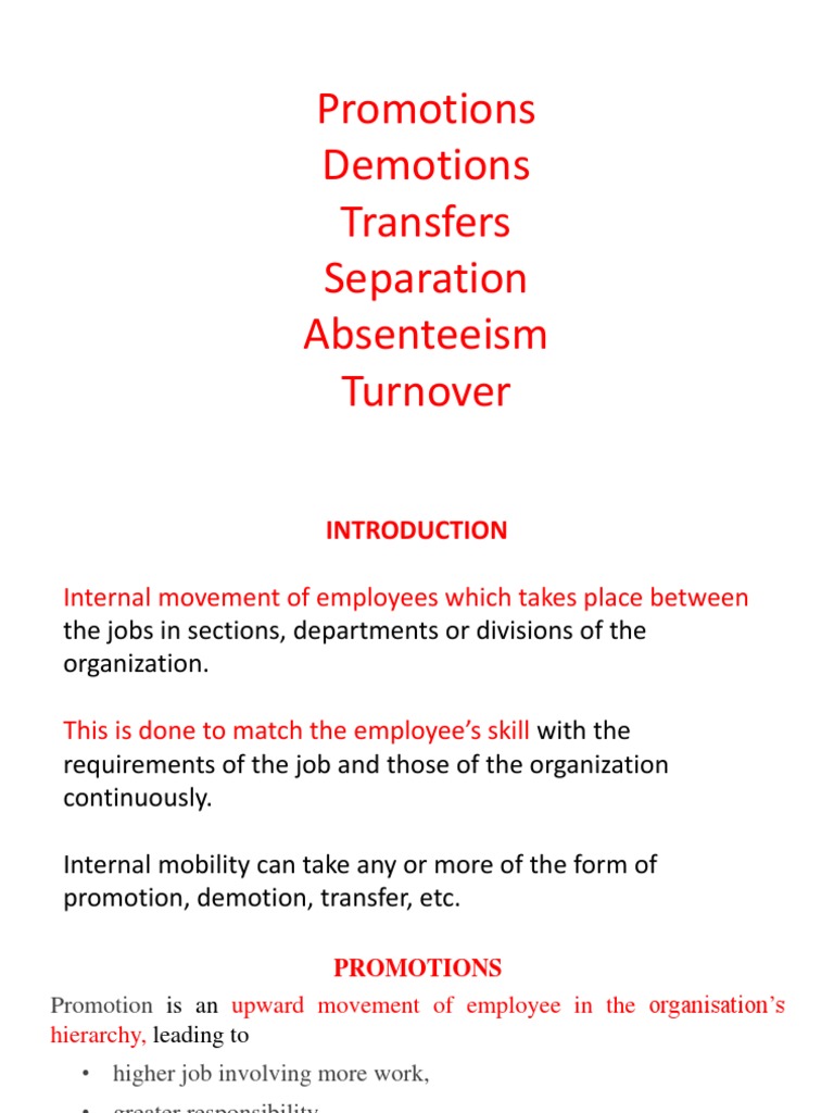 Promotion, Transfers, Demotion | PDF | Turnover (Employment) | Employment