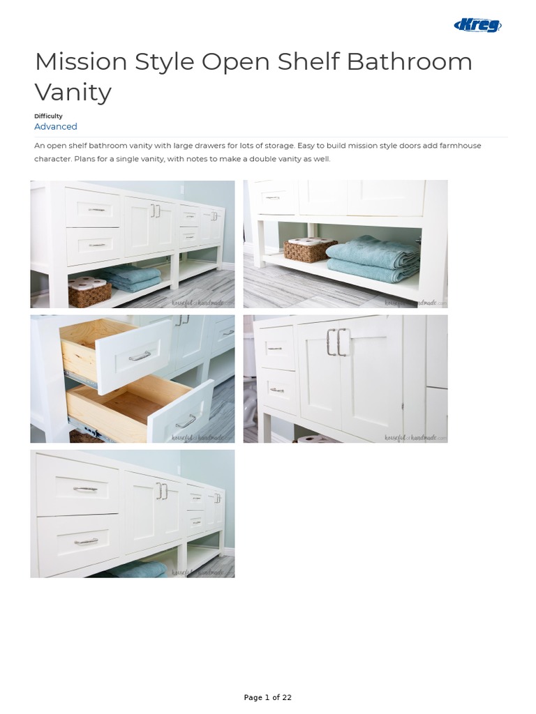 Mission Style Open Shelf Bathroom Vanity: Advanced | PDF | Cabinetry | Door