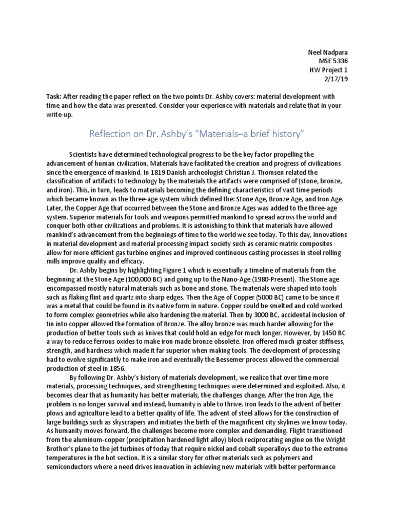 Materials A Brief History Reflection | PDF | Alloy | Steel