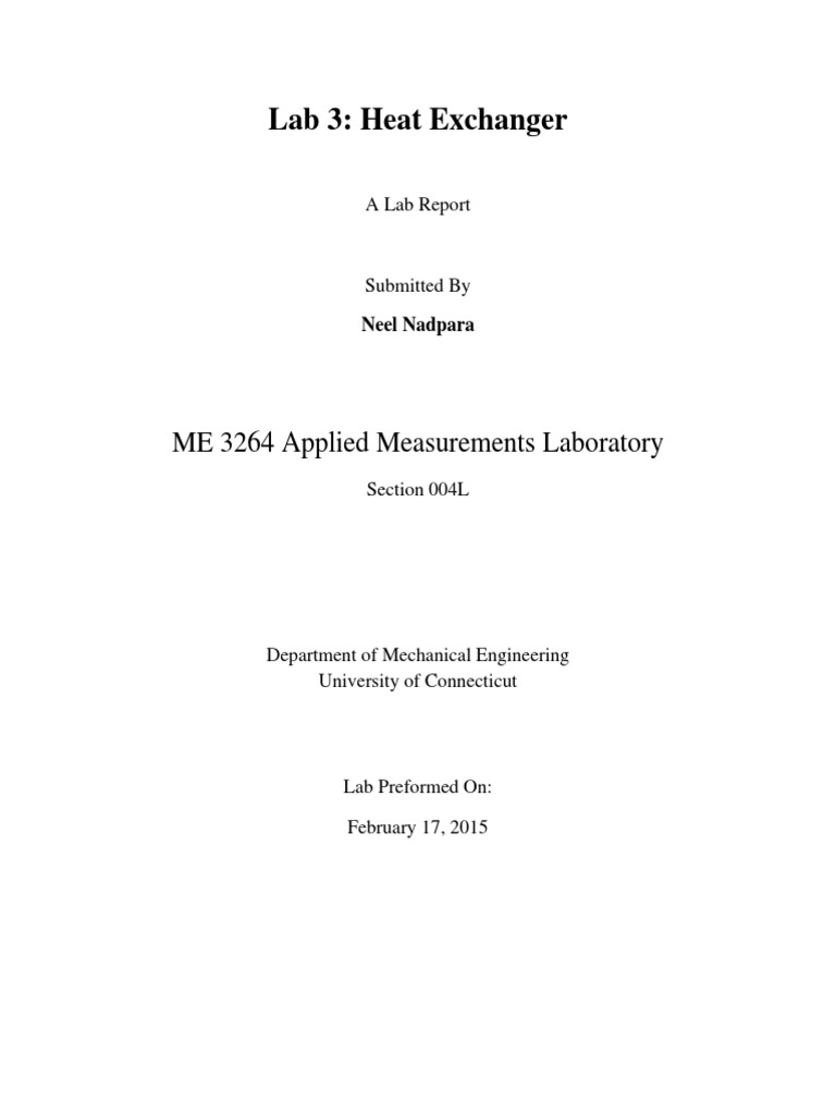 Lab 3 - Heat Exchanger | PDF | Thermocouple | Heat Exchanger