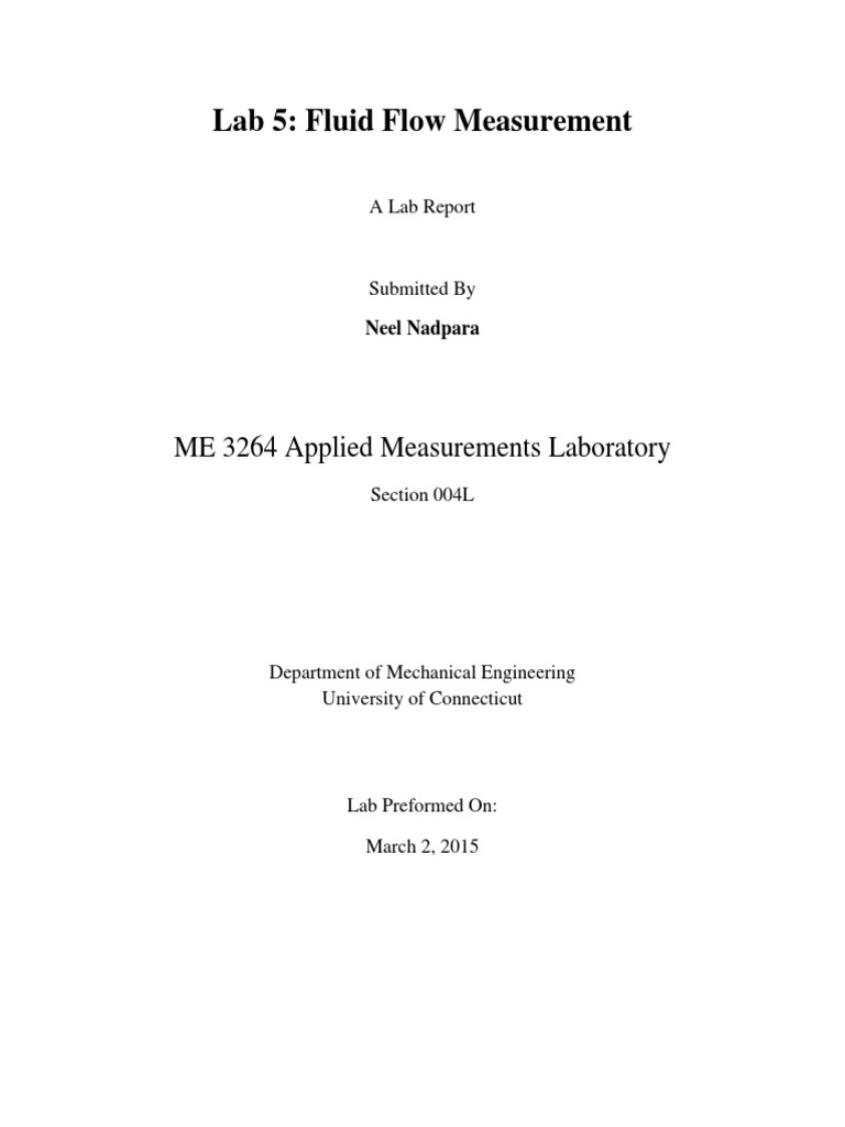 Lab 5 - Fluid Flow Measurement | PDF | Flow Measurement | Uncertainty