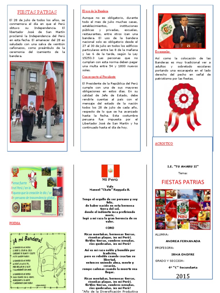Triptico De Las Fiestas Patrias