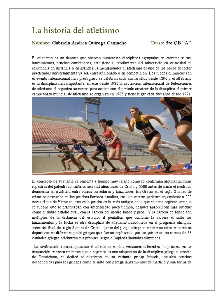 La Historia Del Atletismo | PDF | Deporte del atletismo | Deportes