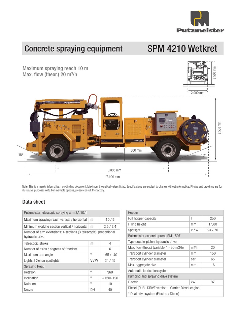 SPM 4210 Wetkret: Concrete Spraying Equipment | PDF | Engines | Diesel ...
