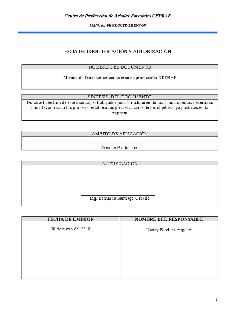 Manual de Procedimientos Formato Esquema | PDF | Agua | Siembra