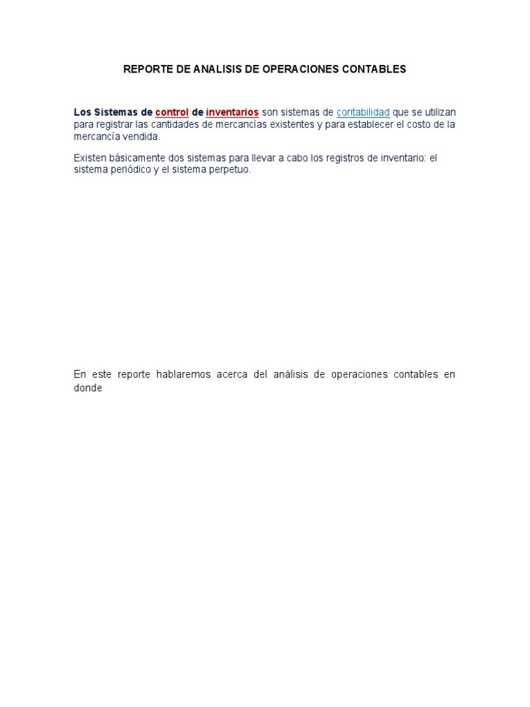 Reporte de Analisis de Operaciones Contables | PDF