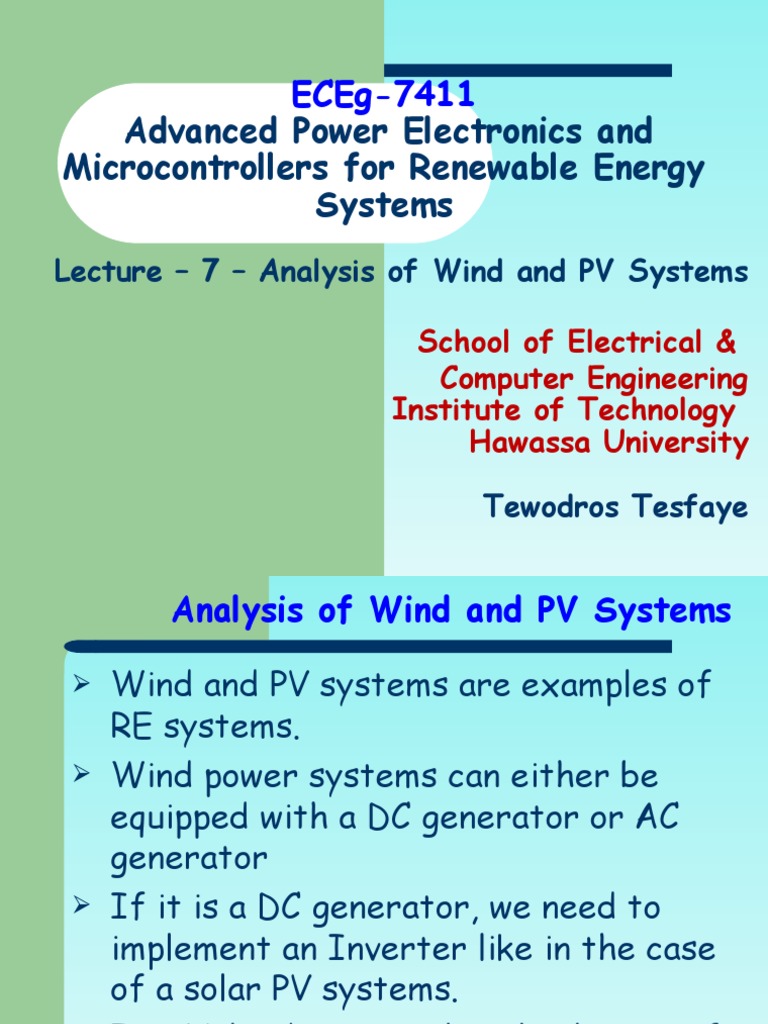 ECEg - 7411 - Lecture - 7 - Analysis of Wind and PV Systems | PDF ...