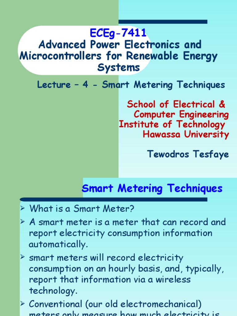 Eceg 7411 Lecture 4 Smart Metering Techniques Pdf