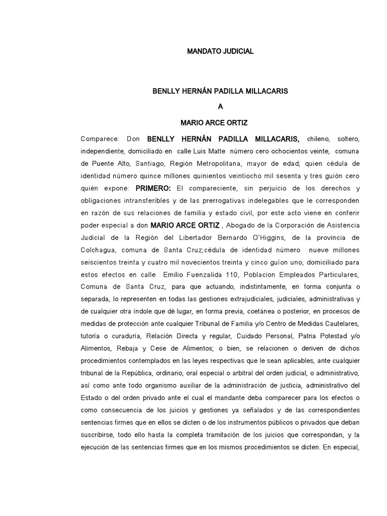 Mandato Judicial de Representación Legal | PDF | Mediación | Justicia