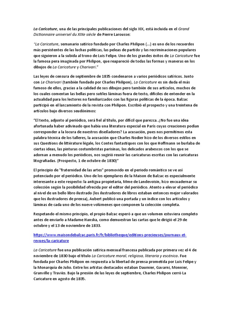 La Caricature - Charles Philipon - Les Poires - Le Charivari | PDF