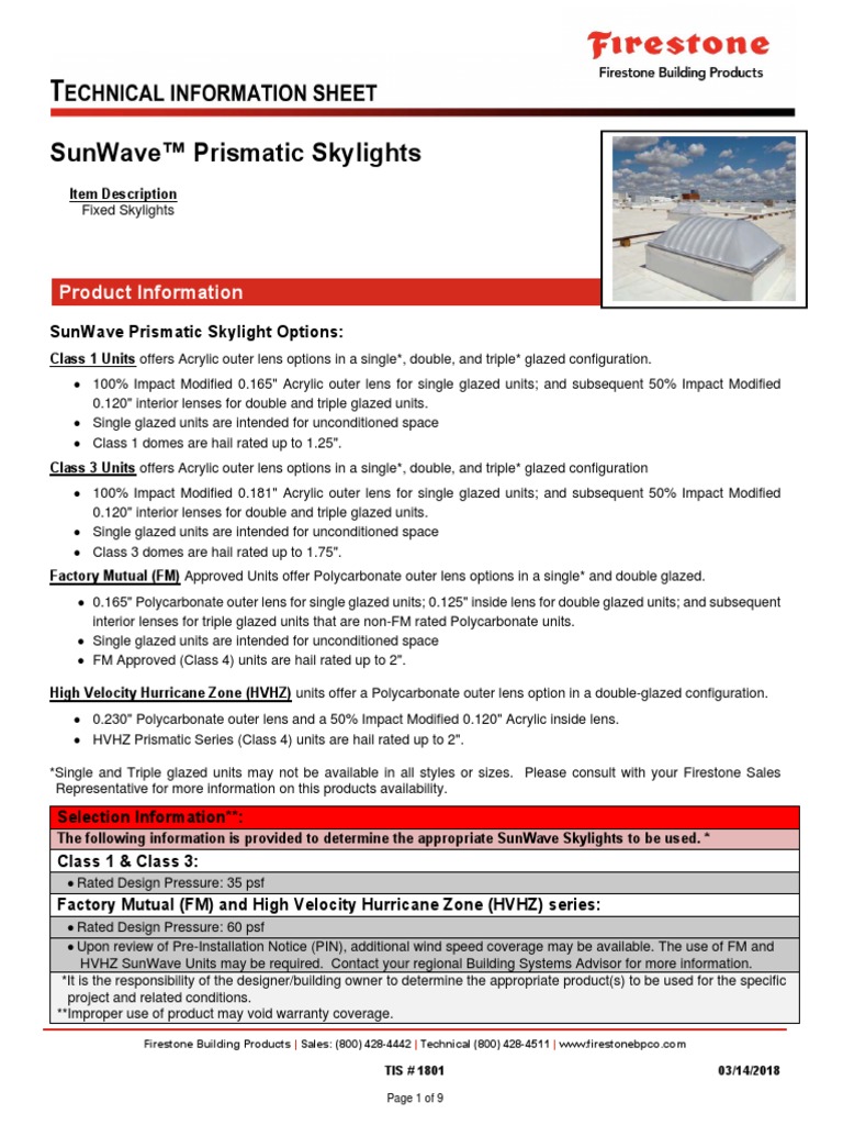 Sunwave Prismatic Skylights Tis 1801 | PDF | Occupational Safety And ...