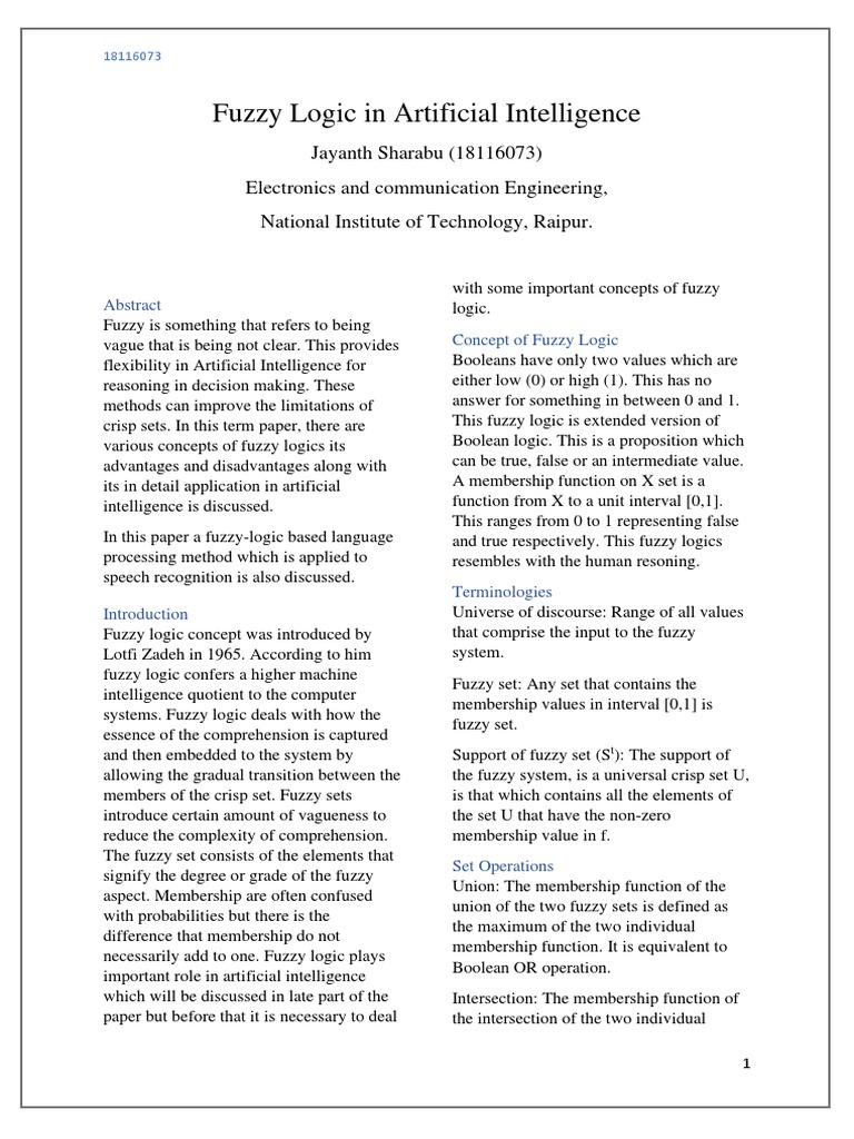 Fuzzy Logic in Artificial Intelligence | Download Free PDF | Fuzzy Logic | Cognitive Science