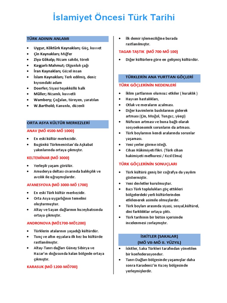 İslamiyet Öncesi Türk Tarihi PDF | PDF