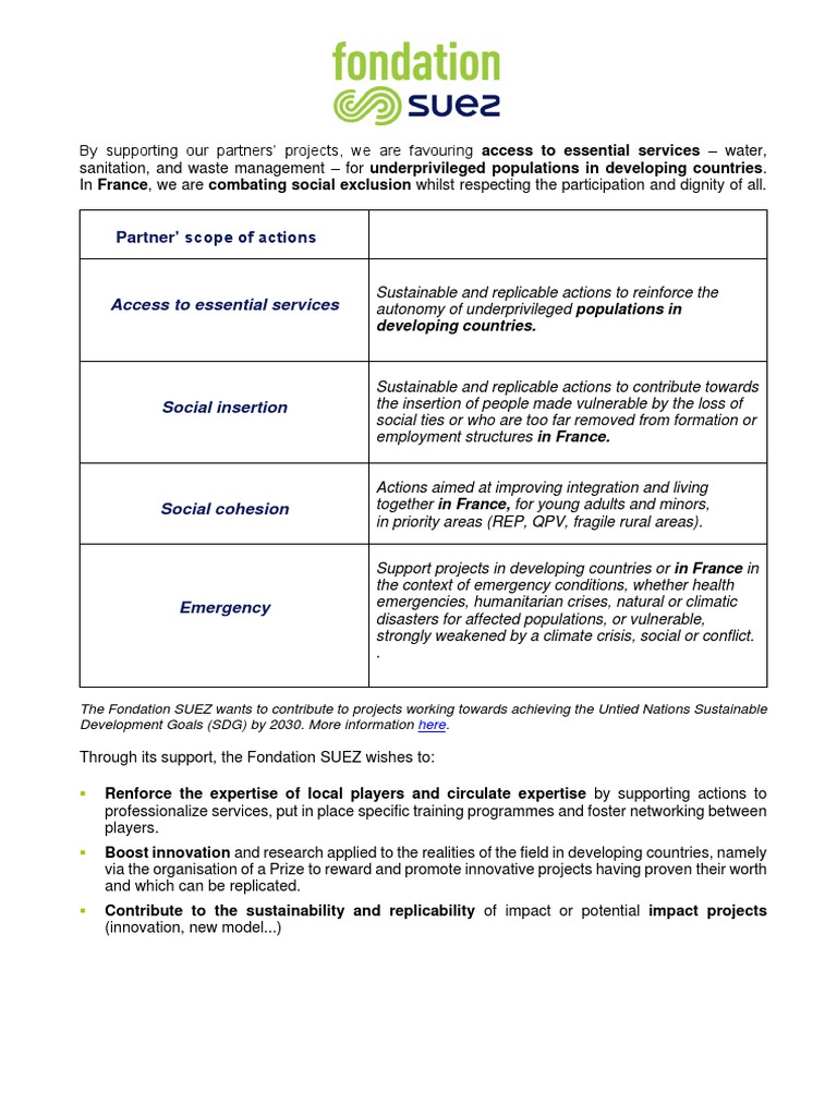Partner ' Scope of Actions: Access To Essential Services | PDF ...